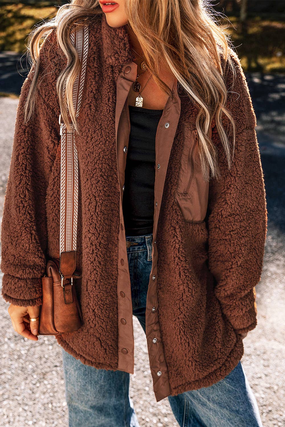 Faux Teddy Bear Jacket- Red Clay – MONK + I